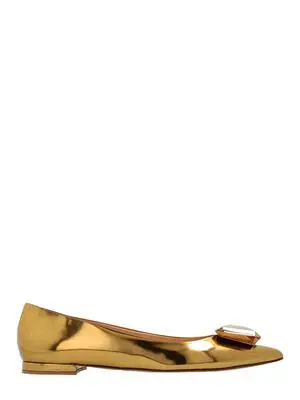 GIANVITO ROSSI Jaipur Leather Ballet Flats - Gold