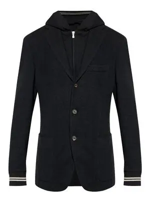 Eleventy Blazer With Detachable Hood - Black