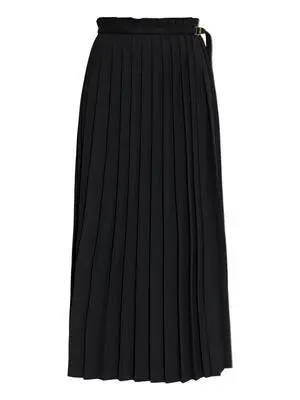 Ami Pleated Skirt With Buckle Detail - Black