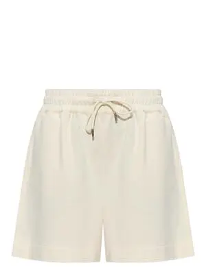 Moncler Cotton Shorts With Logo Patch - Cream
