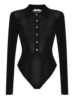 SELF-PORTRAIT Buttoned Bodysuit - Black