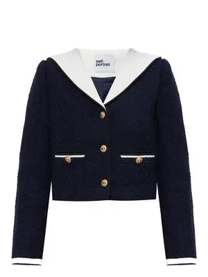 SELF-PORTRAIT Collar Jacket - Navy Blue