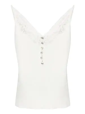 SELF-PORTRAIT Spaghetti Strap Top - White