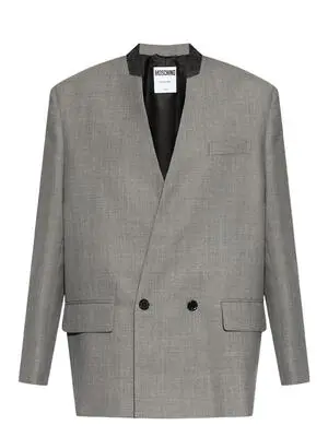 Moschino Double-breasted Loose-fit Wool Blazer - Grey