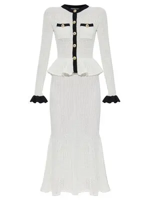 SELF-PORTRAIT Peplum Dress - White