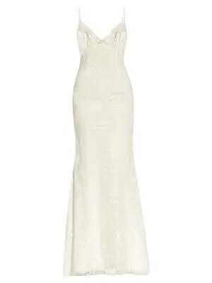 SELF-PORTRAIT Lace Maxi Dress With Thin Straps - White