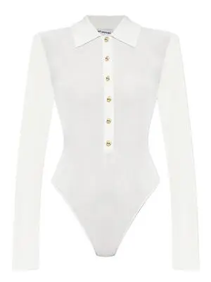 SELF-PORTRAIT Buttoned Bodysuit - White