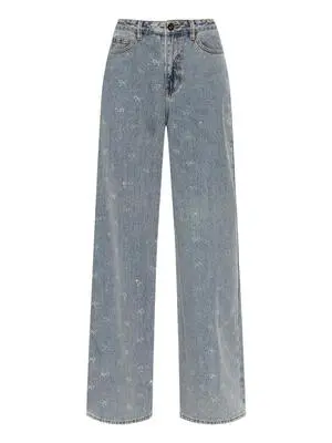 SELF-PORTRAIT Jeans With Shimmering Appliqués - Blue