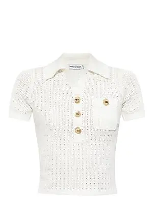SELF-PORTRAIT Polo Shirt With Pocket - White