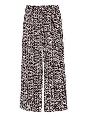 AERON Patterned Wide Leg Trousers - Black