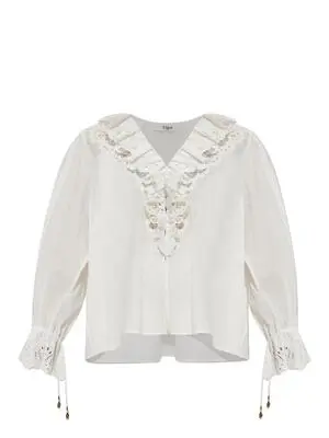 Chloé Top With Openwork Ruffles - White