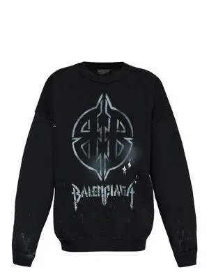 Balenciaga Sweater With Gothic Logo - Black