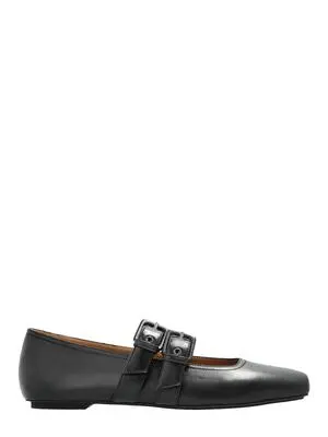 Emporio Armani Leather Ballet Flats - Black