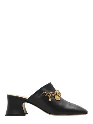 Chloé Heeled Mules With Charm Detailing - Black