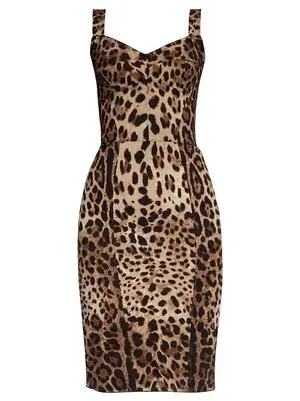 Dolce & Gabbana Sleeveless Animal Print Midi Dress - Brown