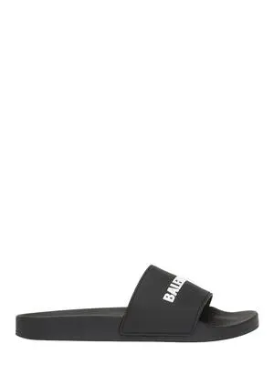 Balenciaga Pool Slides With Logo - Black