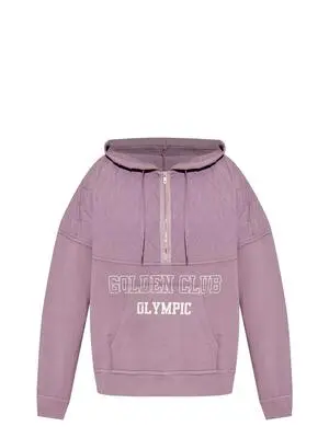 GOLDEN GOOSE Quilted Hoodie With 'golden Club' And 'olympic' Prints - Purple