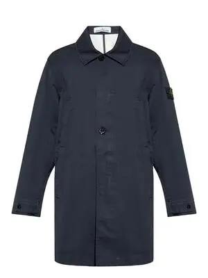 Stone Island Coat With Logo Patch - Navy Blue