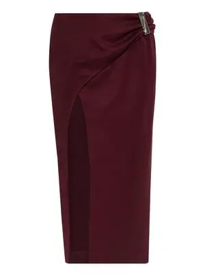 ATTICO Draped Virgin Wool Skirt With Slit And Buckle Detail