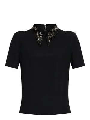 Versace Top With Embellished Collar - Black