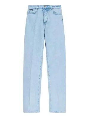 Dolce & Gabbana Jeans With Logo Patch - Light Blue