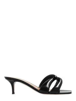 GIANVITO ROSSI Leather Heeled Mules - Black