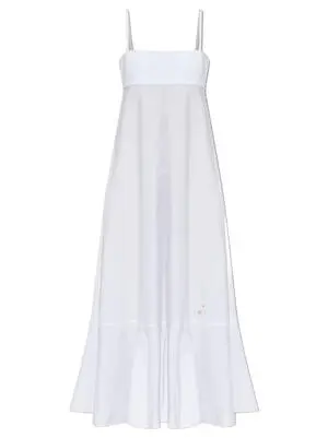 Moschino Strappy Maxi Dress With Goose Embroidery - White
