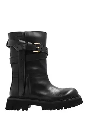 Moschino Leather Ankle Boots - Black