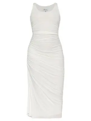 Alaïa Fitted Midi Dress With Ruching - White