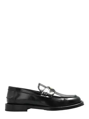 Moschino Loafers In Patent Leather With Golden Applique - Black