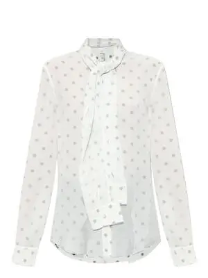 Acne Studios Polka Dot Shirt With Tie-neck Collar - White