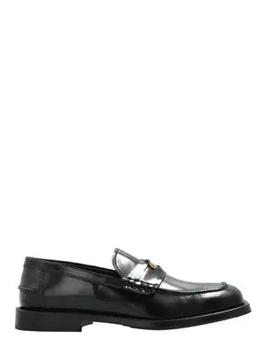 Moschino Calf Leather Loafers With Lion Medallion - Black