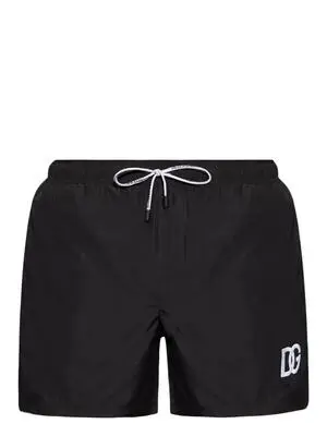 Dolce & Gabbana Swim Shorts With Embroidered Logo - Black