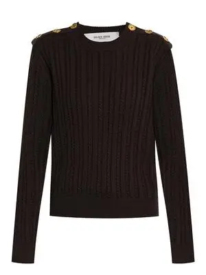 GOLDEN GOOSE Cable-Knit Wool Sweater With Branded Buttons