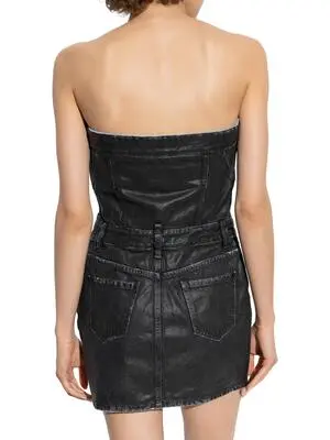 Dsquared2 Strapless Denim Mini Dress - Black