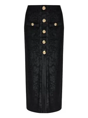 Balmain Skirt With Decorative Buttons - Black