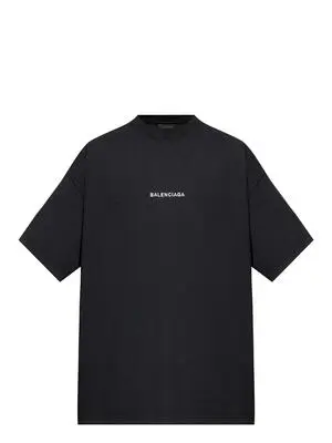 Balenciaga T-shirt With A Patch On The Sleeve - Black