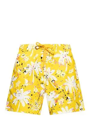 Palm Angels X Vilebrequin Tropical Print Swim Shorts - Yellow