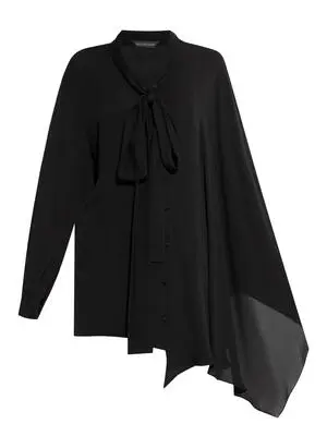 Balenciaga Silk Blouse With Neck Tie - Black