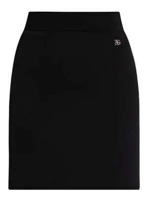 Dolce & Gabbana Mini Skirt With Metal Logo - Black