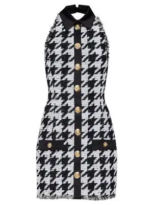 Balmain Houndstooth Mini Dress - Black