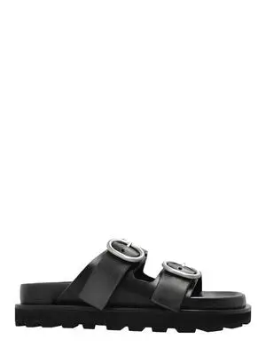 JIL SANDER Leather Slides - Black