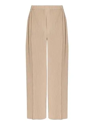 Issey Miyake Pleated Wide-leg Trousers - Beige