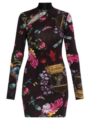 Versace Floral Print Mini Dress - Multicolour