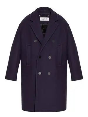 LANVIN Wool Double-breasted Overcoat - Purple