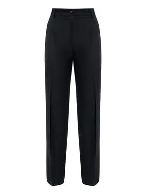 Dolce & Gabbana Wide-leg Wool Trousers - Black