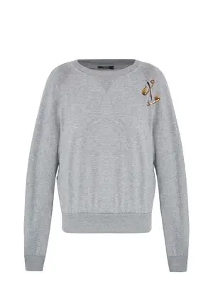 Versace Sweatshirt With Decorative Safety Pins - Grey