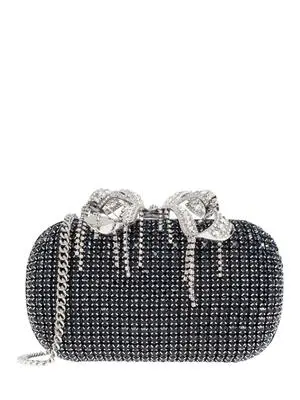 SELF-PORTRAIT Crystal-embellished Clutch - Navy Blue