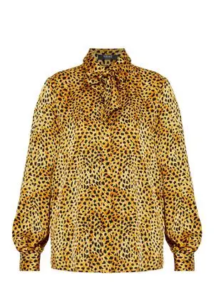 Versace Silk Shirt With Panther Print And Bow Detail - Yellow