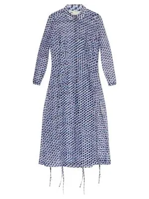Tory Burch Geometric Print Silk Dress With Slip - Blue